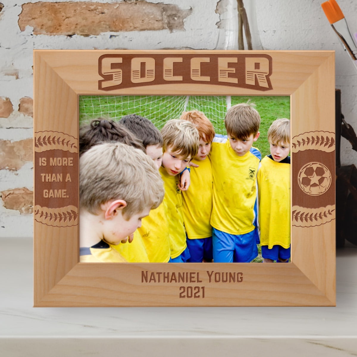 Soccer Is More Than A Game Personalized Wooden Frame-10" x 8" Brown ...