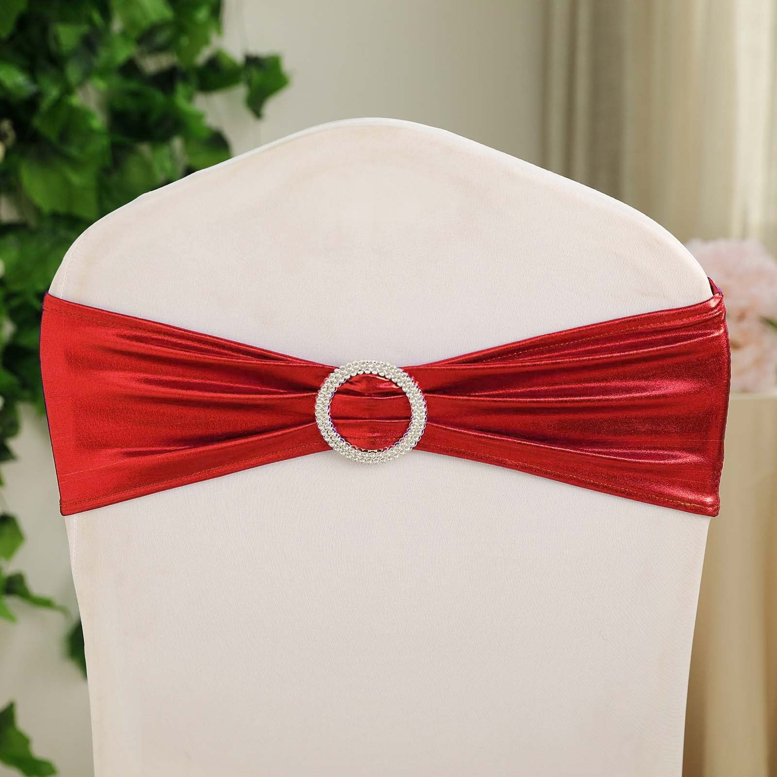 Efavormart 5 pack Metallic Spandex Chair Sashes With Attached Round ...