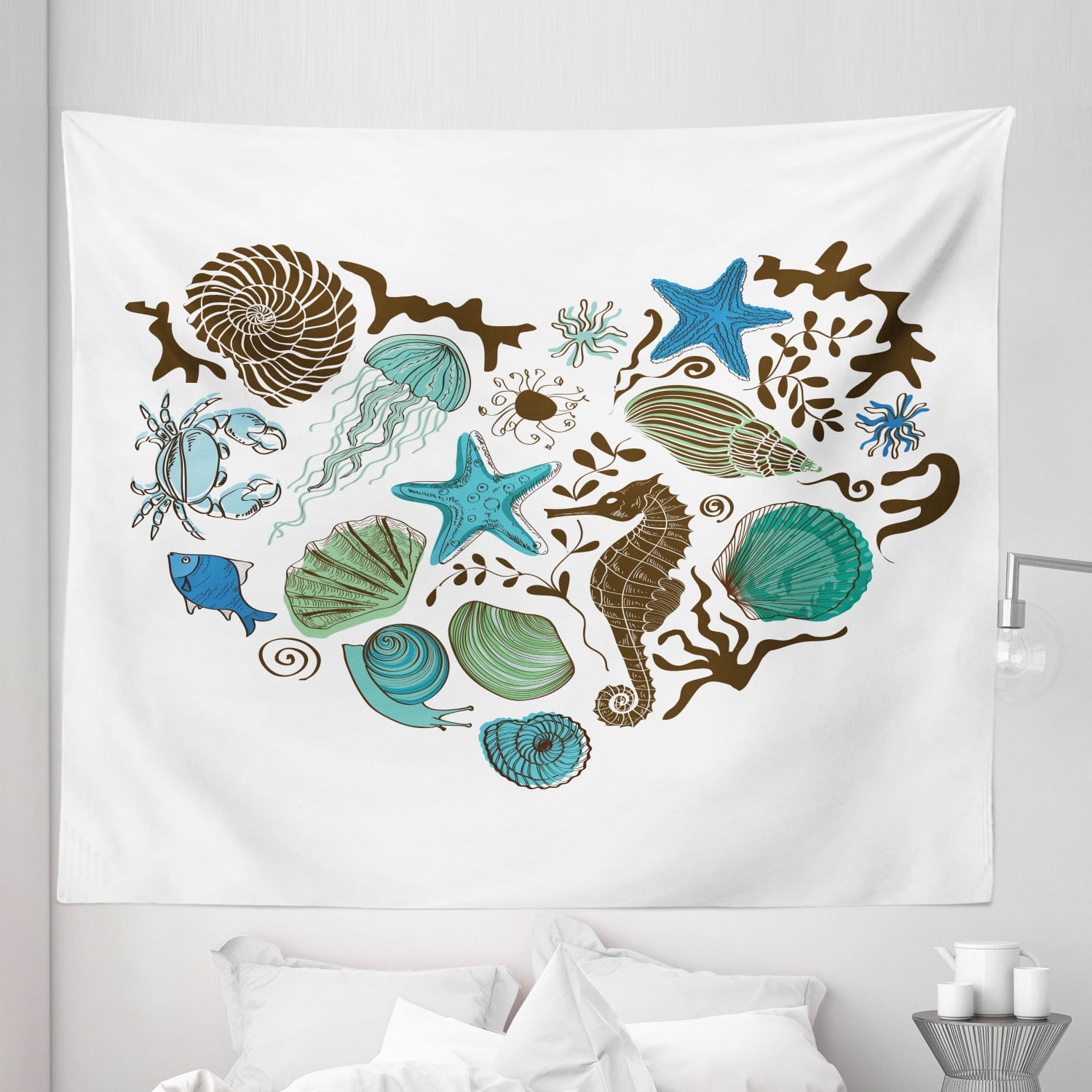 Nautical Tapestry, Heart Created with Underwater Creatures Aquatic ...