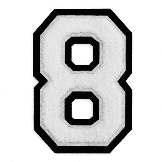 Chenille Stitch Varsity Iron-On Patch by pc, 4-1/2", White/Black, TR ...