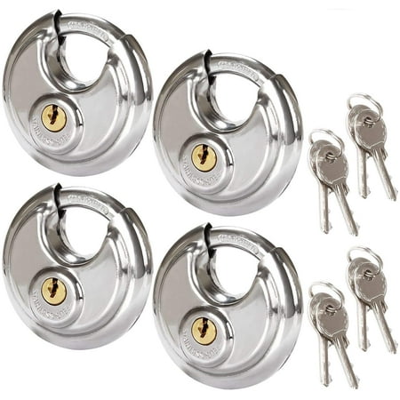 HUSERYT Set of 4 Safety Circular Padlocks, 70MM Round Stainless Steel ...