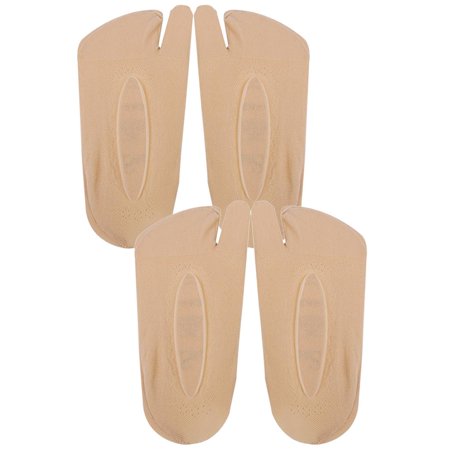 4pcs Nude Womens Invisable Anti-slip Two Toe Socks Tabi Sockettes Sock ...