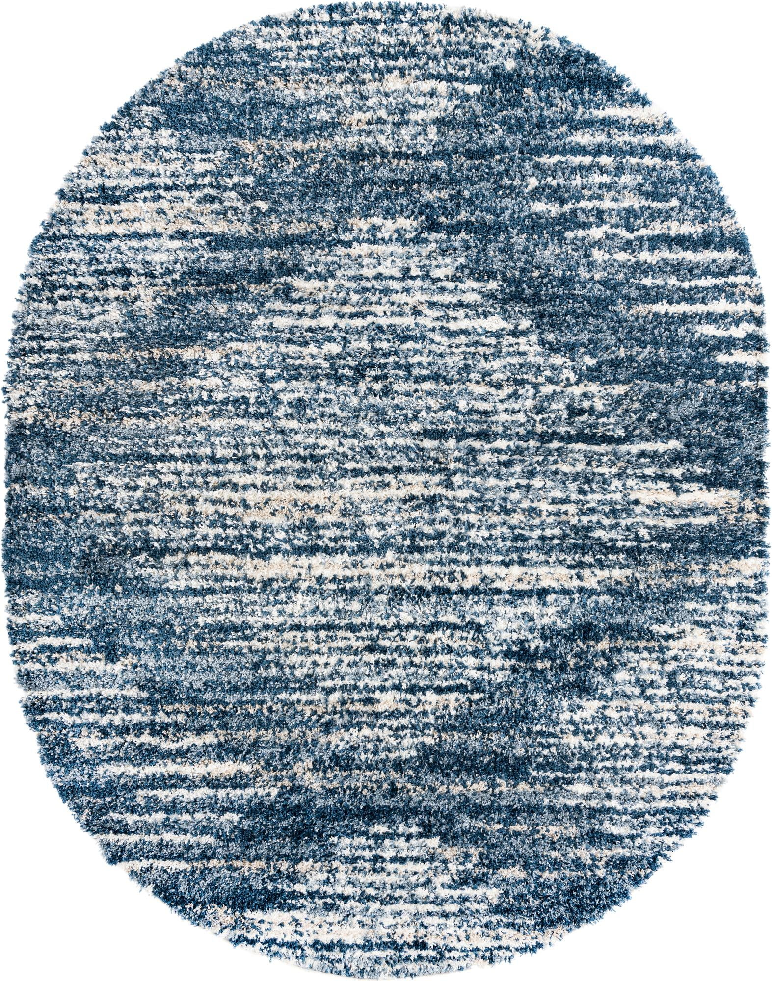 Rugs.com Serenity Shag Collection Rug – 8' x 10' Oval Blue Shag Rug ...