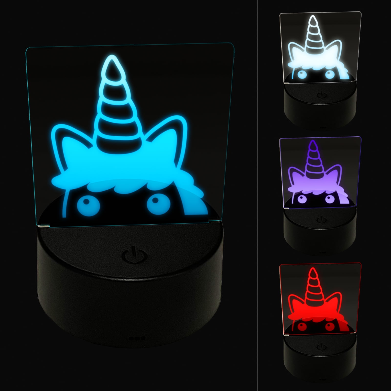 Peeking Unicorn LED Night Light Sign 3D Illusion Desk Nightstand Lamp ...