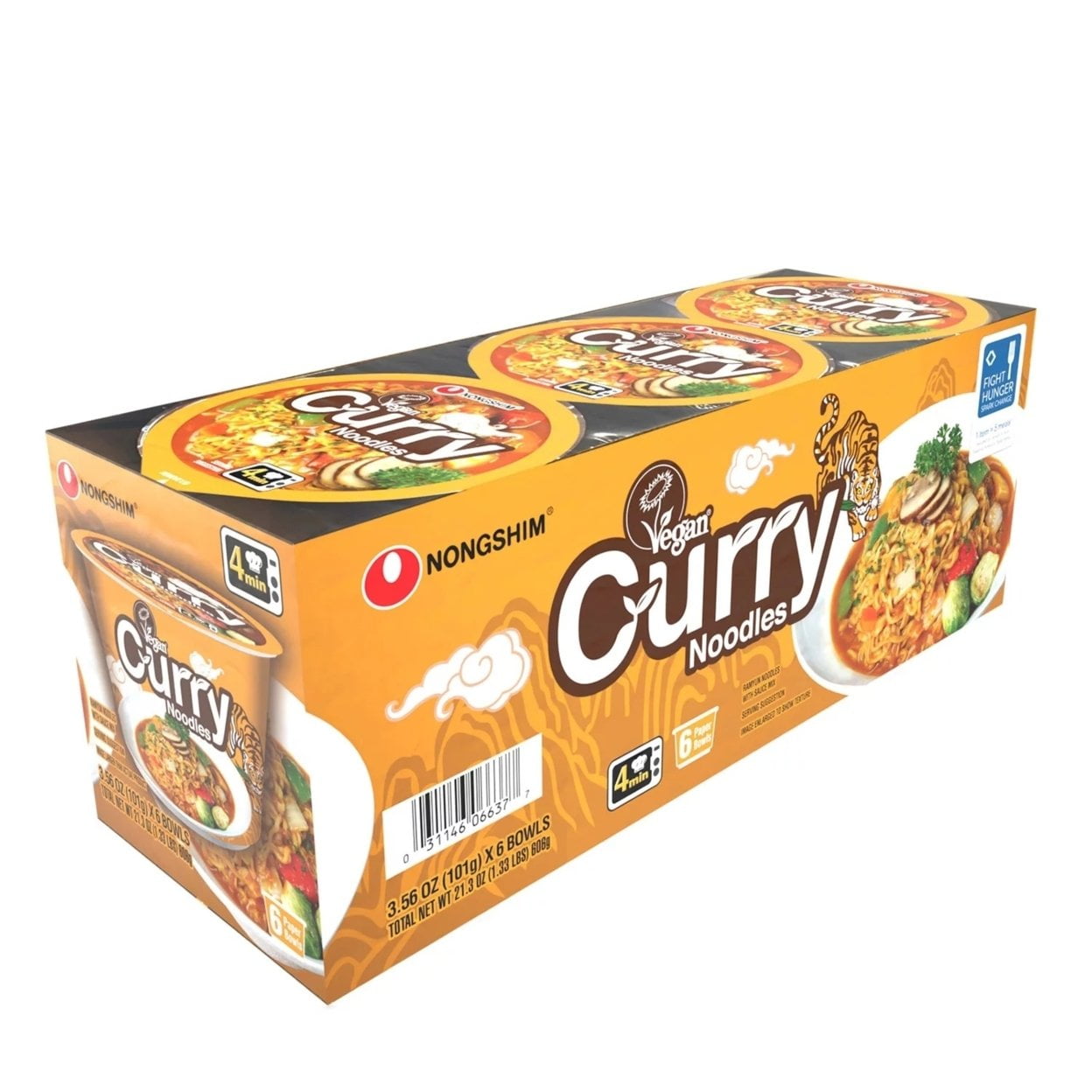 Nongshim Vegan Curry Ramen Big Noodle Bowl, 3.56 Ounce (Pack of 6 ...