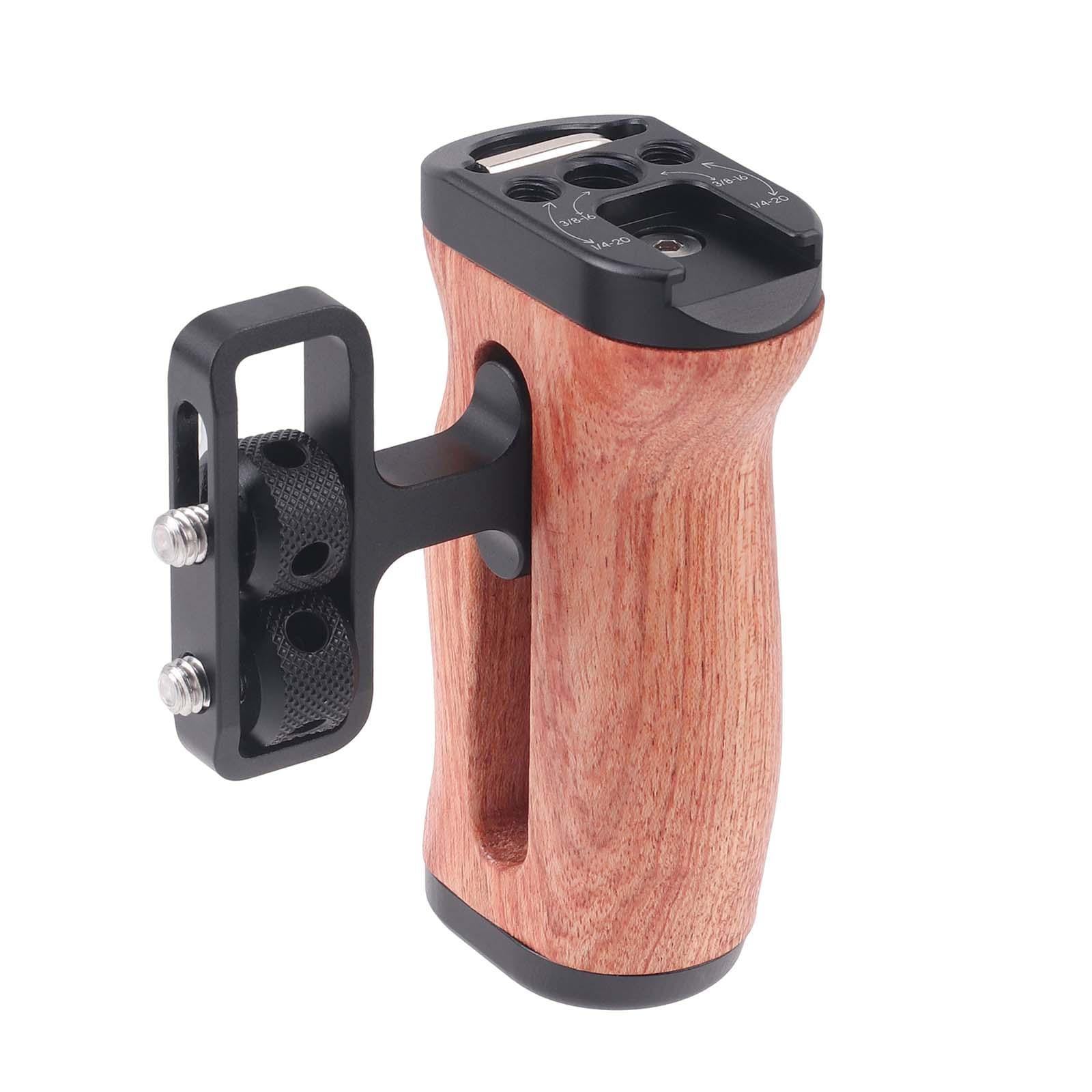 Side Wooden Handle grip Adjustable 1/4inch 3/8inch Screw Hole Camera ...