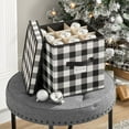 mDesign Square Gift-Wrap or Ornament Storage Box, Handles, 2 Pack ...