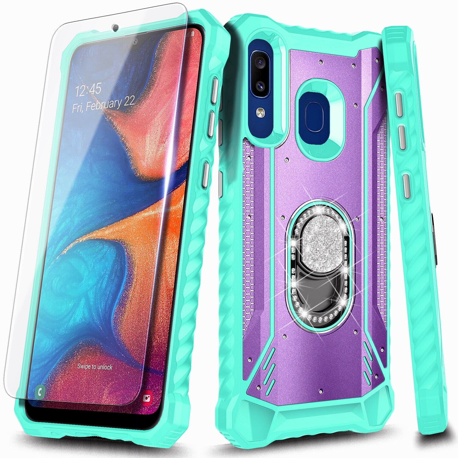 For Samsung Galaxy A20 A30 A50 Case With Tempered Glass Screen