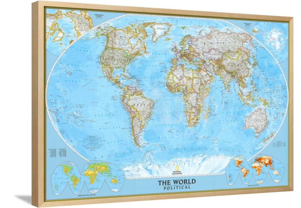World Political Map Framed Poster Wall Art 41x28 Sold by Art.Com ...
