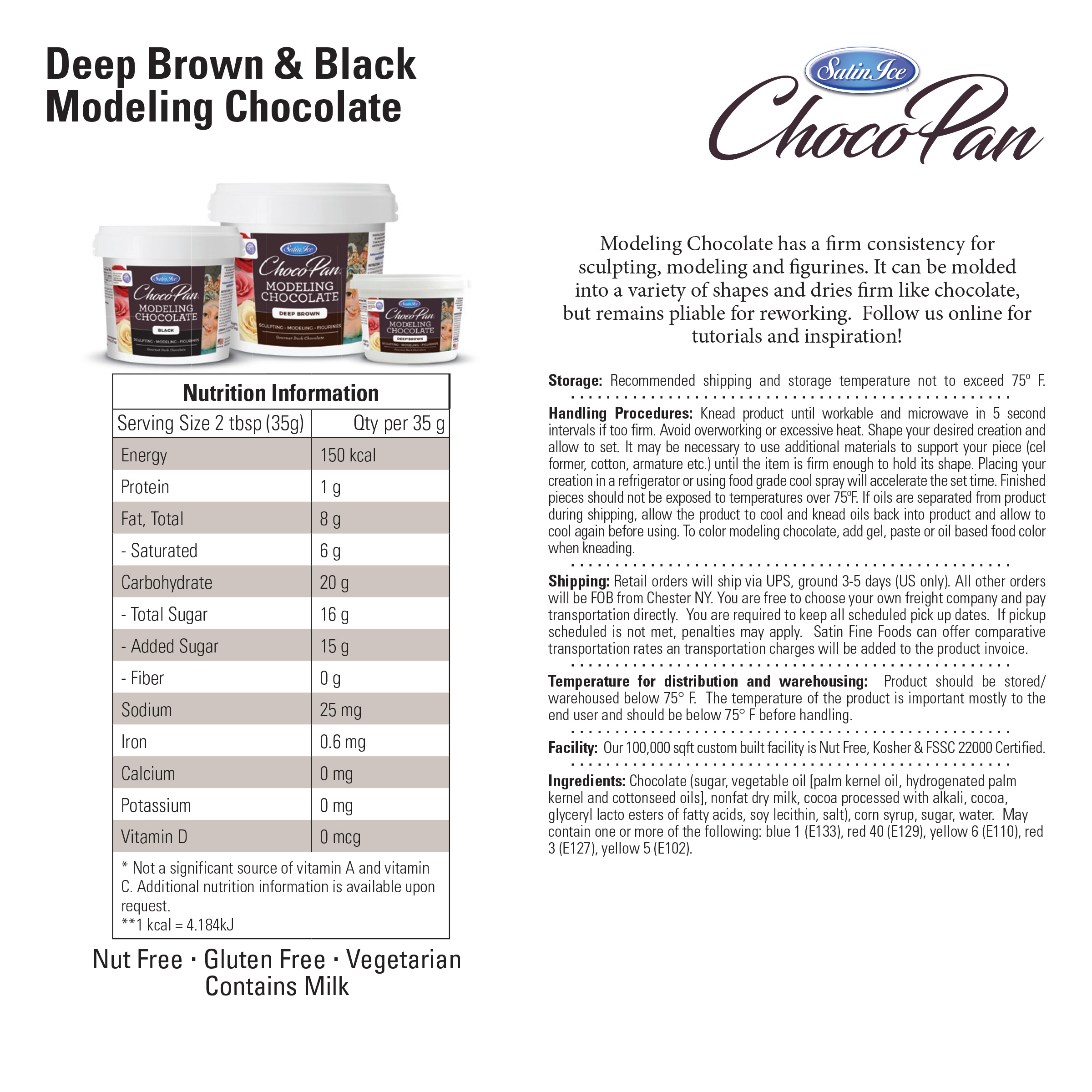 Satin Ice ChocoPan Modeling Chocolate 1lb Pail-Deep Brown - Walmart.com