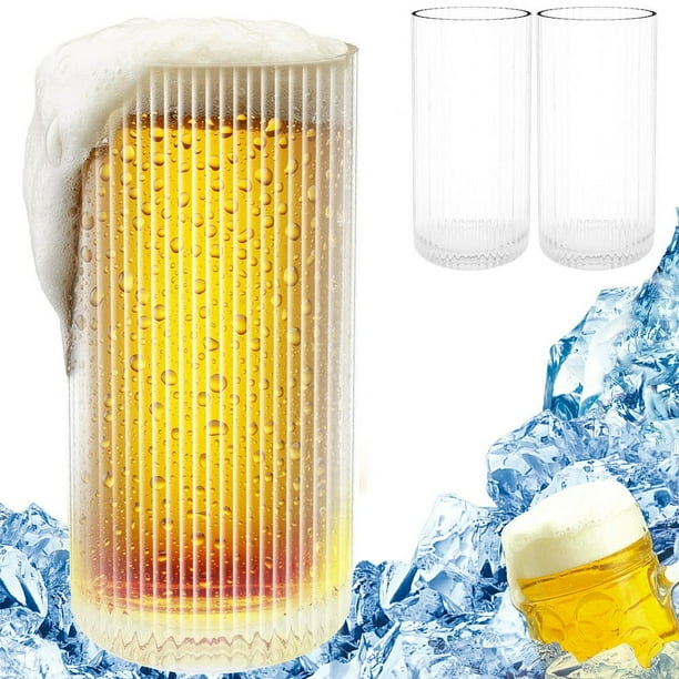 2Pcs Drinking Glasses Vintage Ribbed Glass Cups Reusable Glass Drinking ...