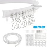 DERCLIVE Flexible Ceiling Curtain Track System, Bendable 3m/9.8ft Kit ...