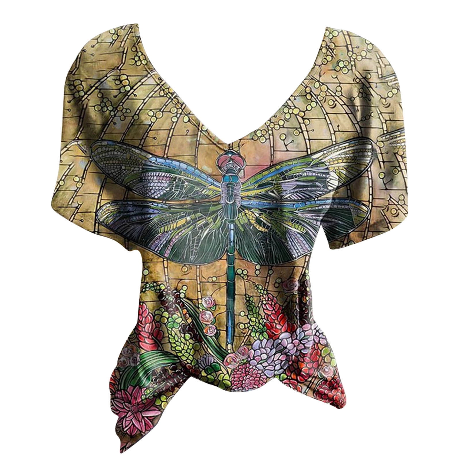 Click here for Birdeem Women Plus Size Short Sleeves V-Neck Print... prices