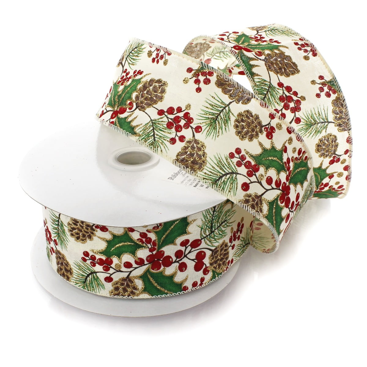 Ribbon Traditions Ivy/Berries on Cream Wired Ribbon 2 1/2" by 25 Yards ...