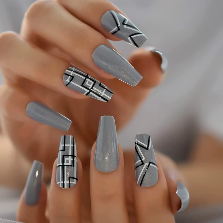Gray Acrylic Nails