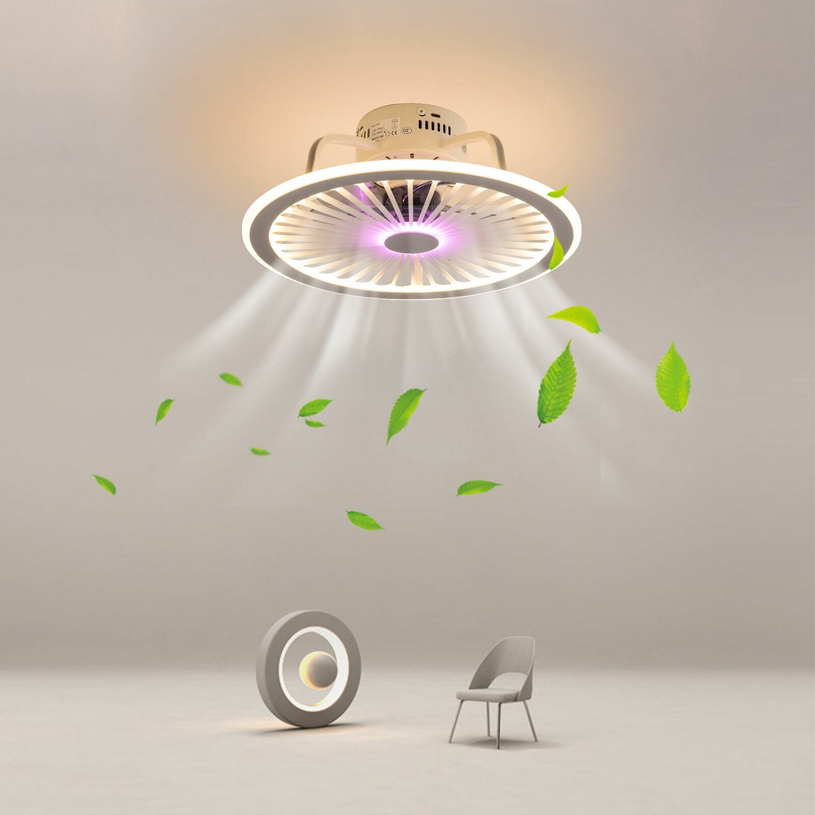 Modern Invisible Ceiling Fan Light LED Chandelier Lamp W/Remote ...