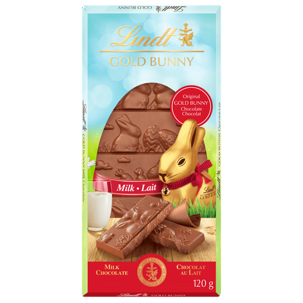 Lindt GOLD BUNNY Milk Chocolate Bar, 120 g, GOLD BUNNY BAR MILK 120G ...