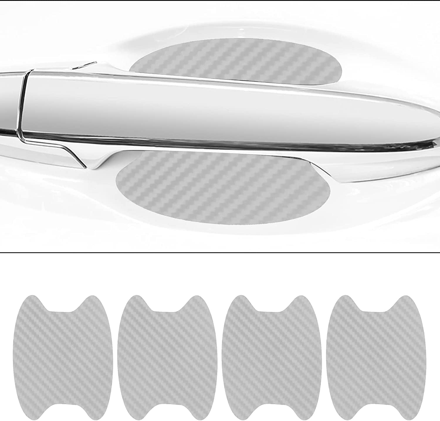 4 PCS Car Door Handle Stickers, Carbon Fiber Car Door Handle Protective ...
