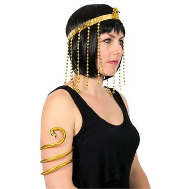 Women's Egyptian Costume Accessory Asp Snake Beaded Headpiece, Gold ...