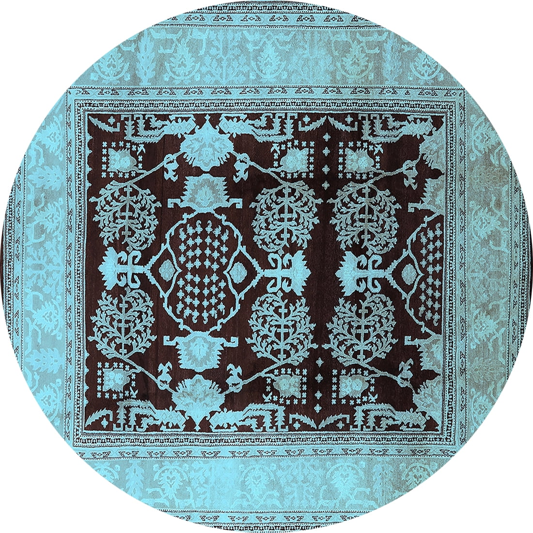 Ahgly Company Indoor Round Oriental Light Blue Industrial Area Rugs, 8 ...