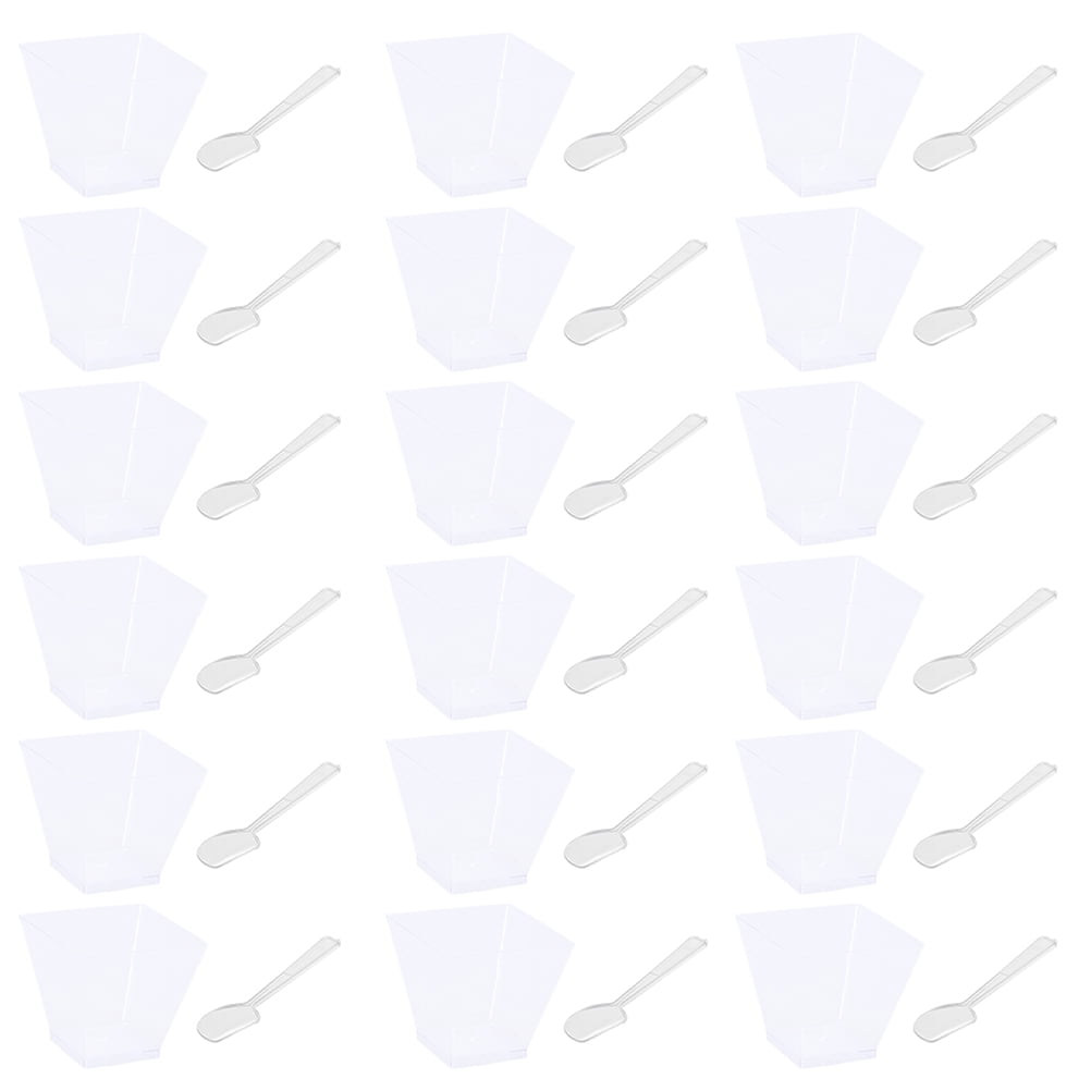 Cups Dessert Plastic Parfait Square Bowls Disposable Pudding Mini ...