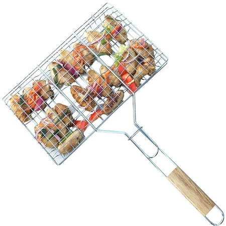 Fish Grilling Basket Barbecue Grill BBQ Net with Wooden Handle ...
