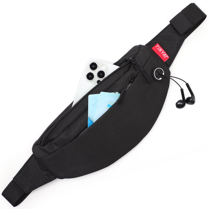 Tinyat Fanny Pack for Women Men Black Waterproof Waist bag for Outdoors ...
