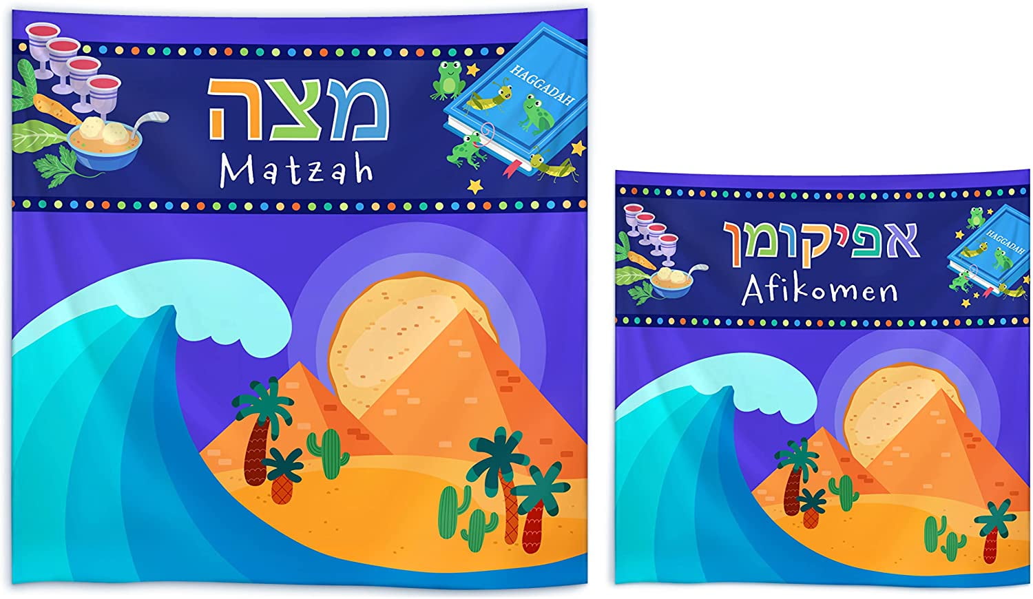 Vibrant Colored Exodus Childrens Passover Seder Silk Square Matzo and ...