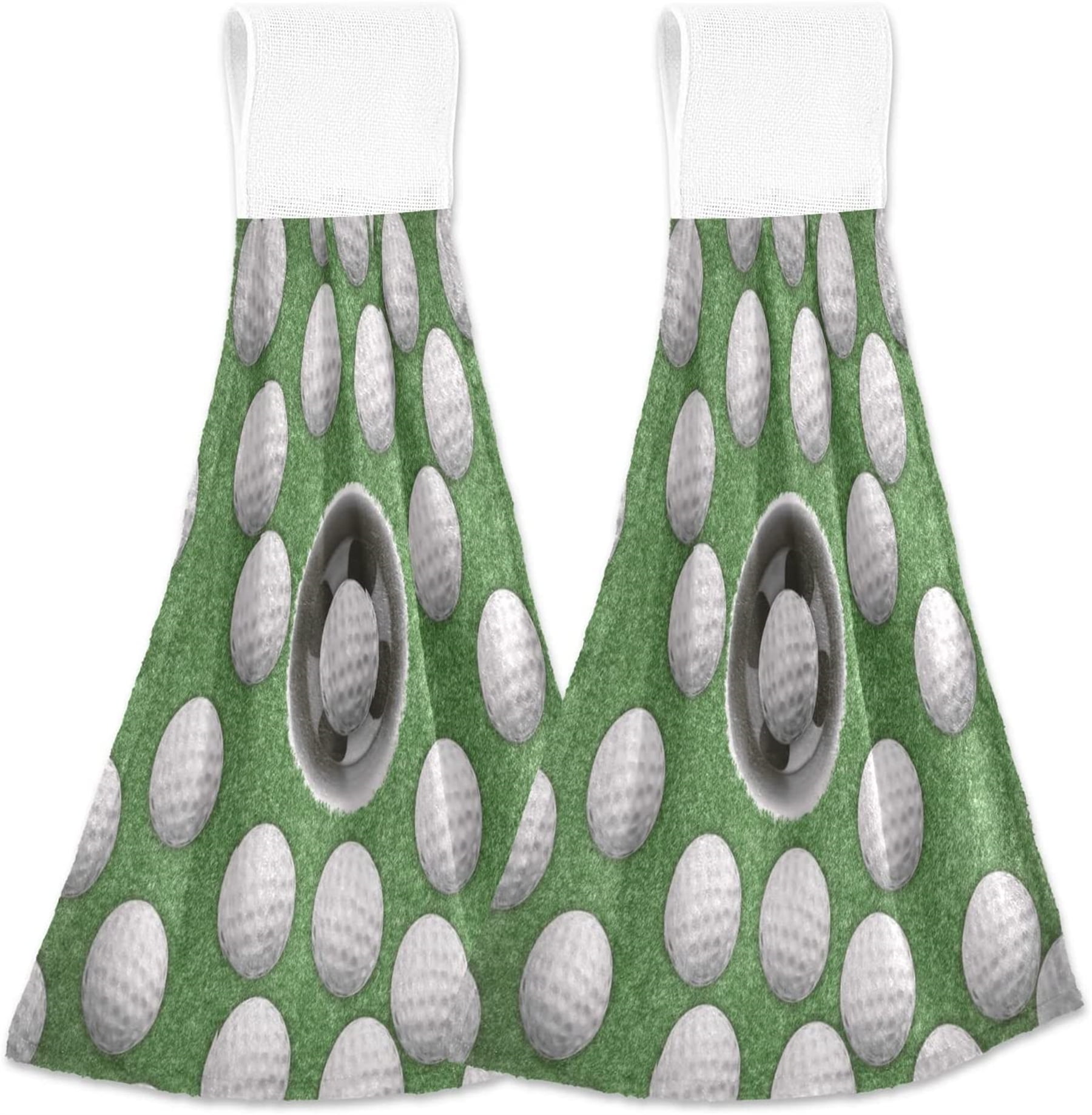 Sport Ball Golf Theme Hanging Kitchen Towels 2 Pack Dish Cloth Tie ...