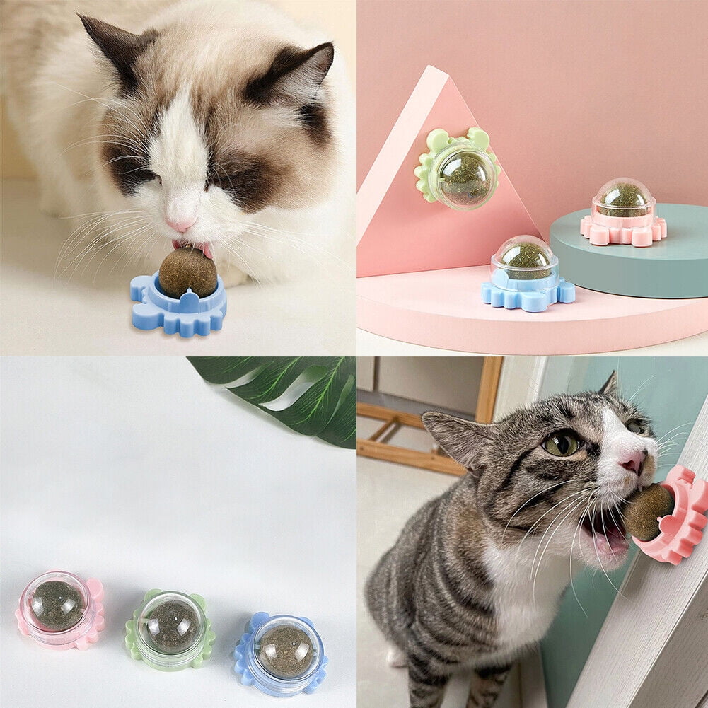 US 1-2 Pack Edible Cat Nip Ball Products Kitty Chew Rotatable ...