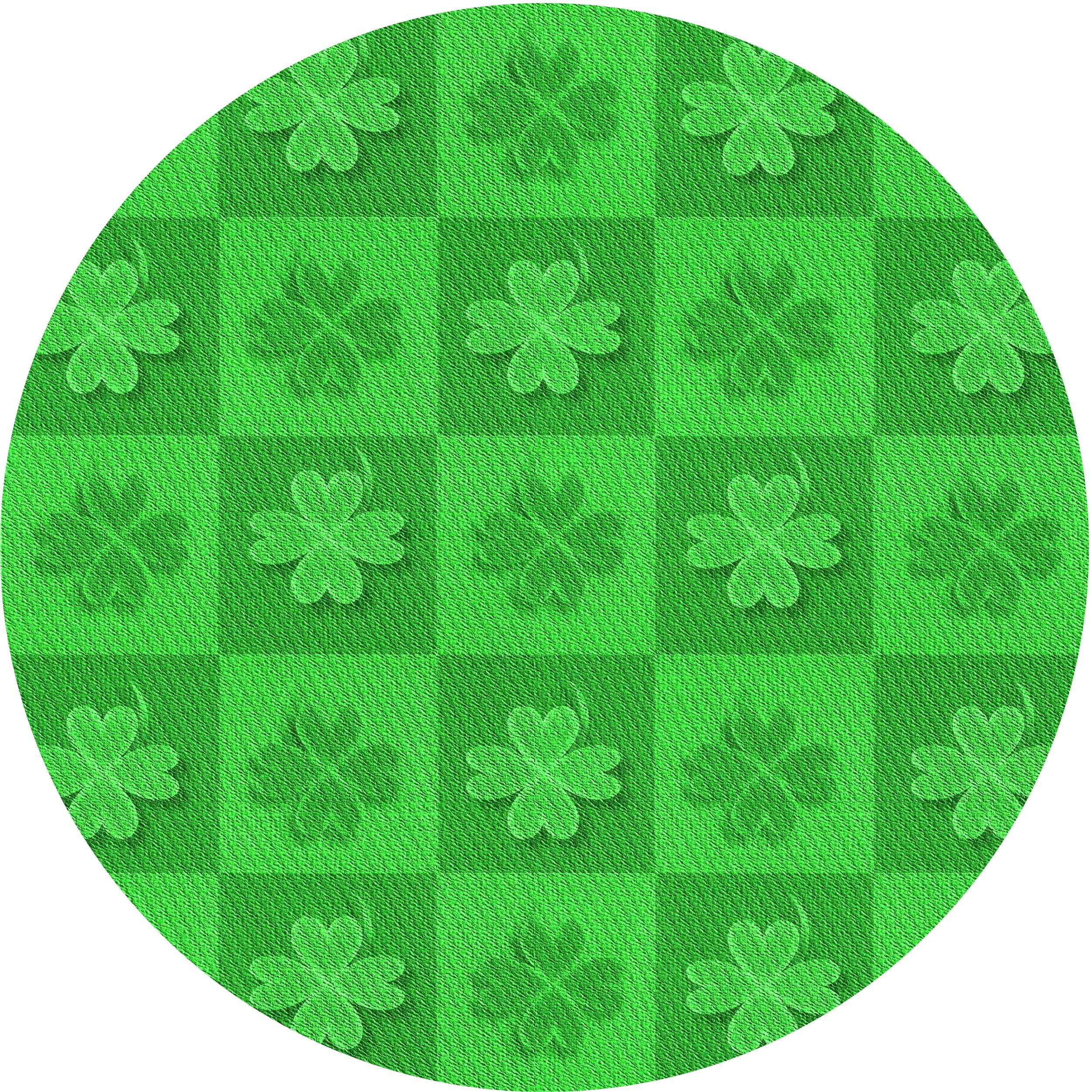 Ahgly Company Indoor Round Patterned Lime Green Area Rugs, 6' Round ...