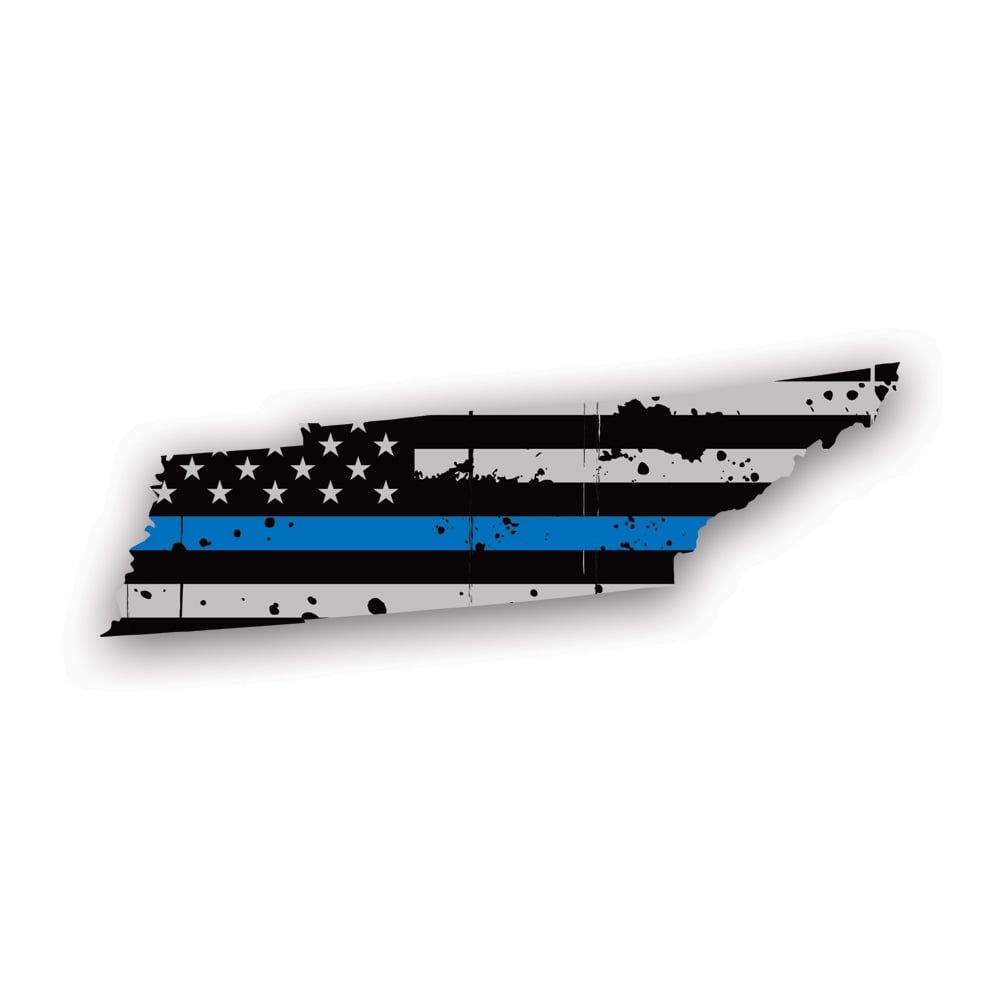 Distressed Tennessee State Shaped Subdued US Flag Thin Blue Line ...