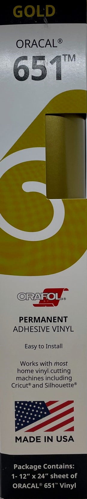 Oracal® 651 Gold Permanent Gloss Vinyl - 12" x 24" Single Sheet ...