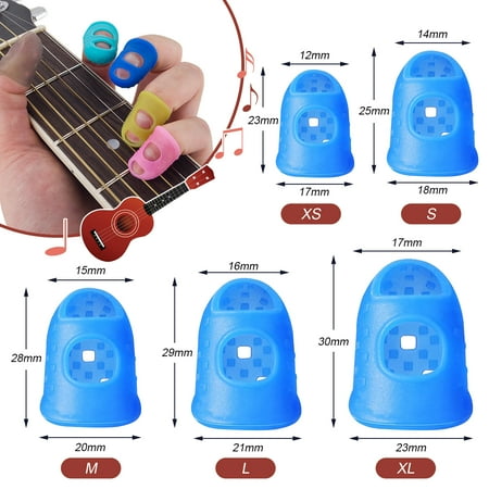 30 Pieces Silicone Guitar String Fingertip Protection 5 Sizes Mixed Non ...