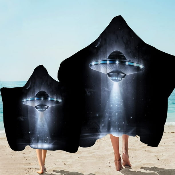 Spaceship Hooded Beach Towel Boys Galaxy Print Towel Outer Space with ...