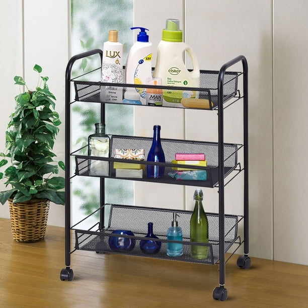 Costway 3 Tier Storage Rack Trolley Cart Home Kitchen Organizer Utility ...
