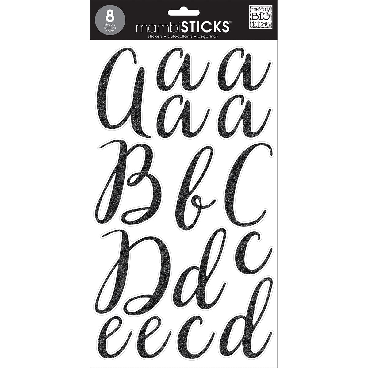 Large Word Stickers-Victoria Cursive Black Glitter