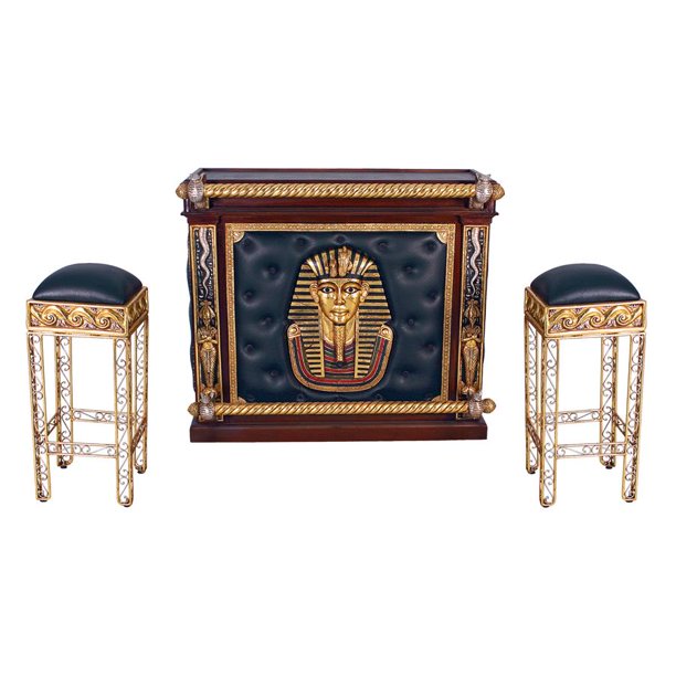 Design Toscano The Altar of Tenenit: Egyptian Bar with Two Barstools ...