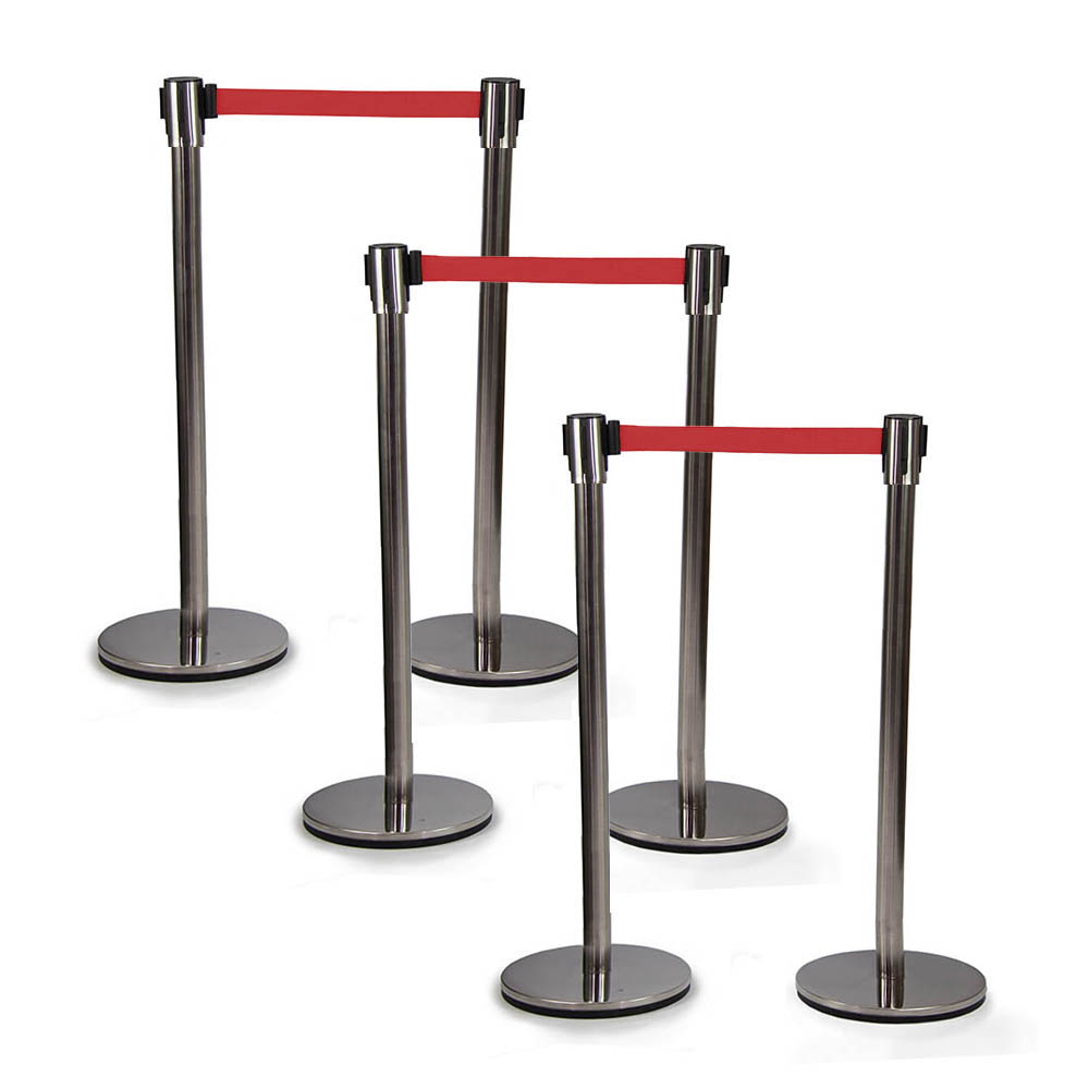 Vispronet Standard Belt Barrier, 6 Poles, 6 Red Belts, Crowd Control ...