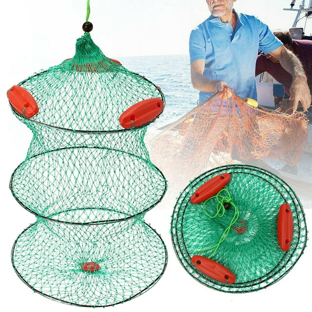 Foldable Round Nylon Fishing Bait Net Mesh Trap Cast Minnow Crab ...
