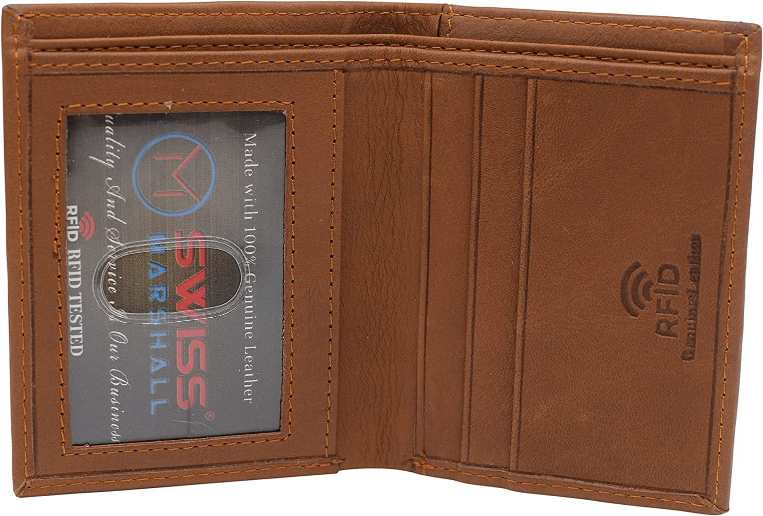 Marshal Slim Bifold Front Pocket Wallet 2 ID Window Credit Card Holder ...