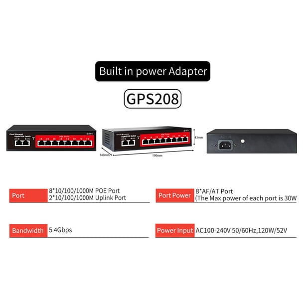 Cloud-managed POE Switch 4/8/16 Port 48V Active POE Desktop 100 ...