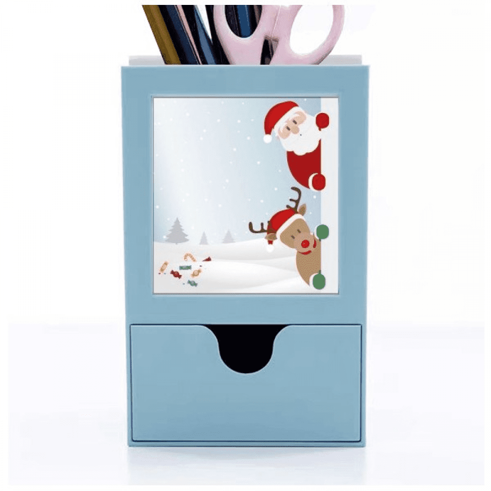 mas Santa Claus Elk Peep New Year Desk Supplies Organizer Pen Holder ...