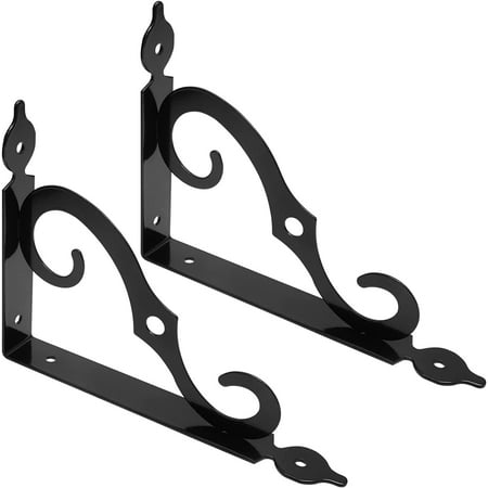 SHAR Set of 2 Decorative L Shaped Shelf Brackets, L Shaped Floating ...