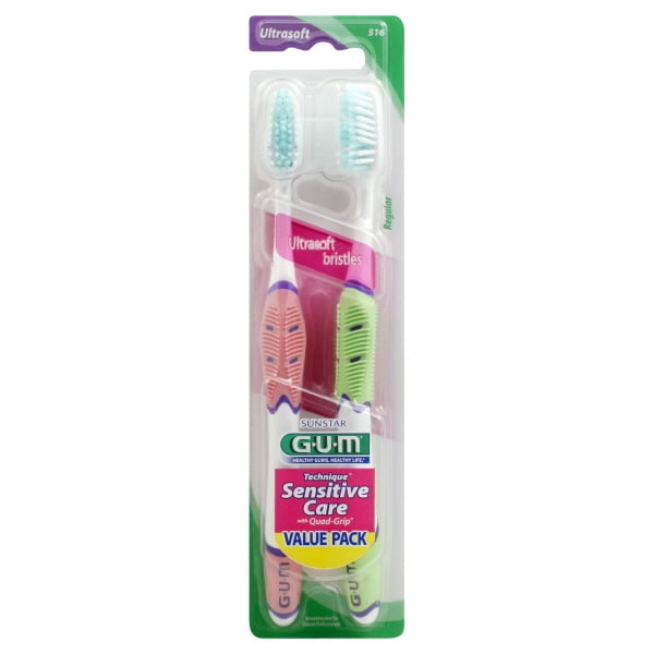 GUM Technique Sensitive Care Toothbrushes Ultrasoft/Regular 2 Each ...