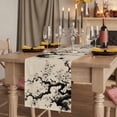 Chinese Table Runner, Black White Tree Flowers Traditional Ink Painting ...