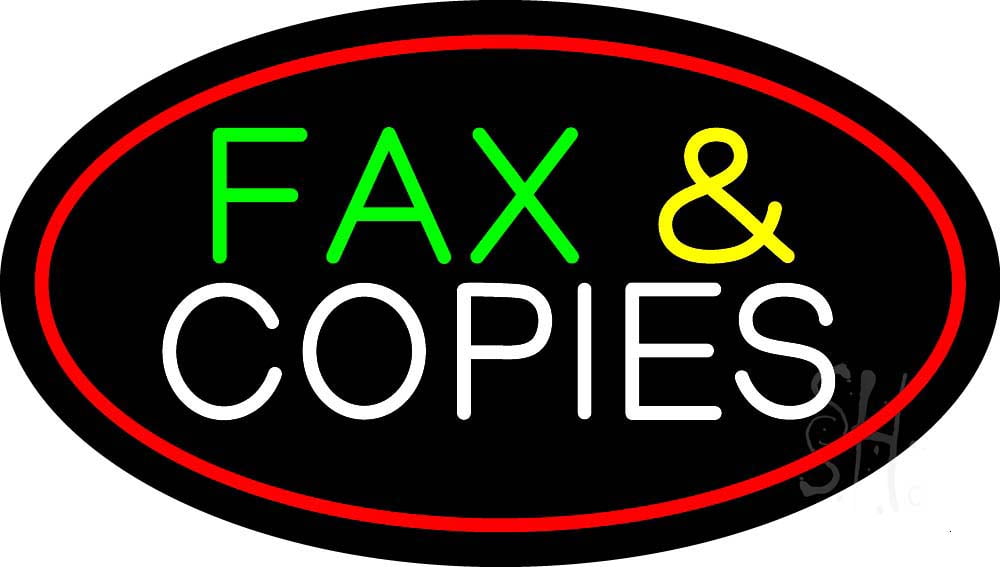 Fax and Copies Oval Red Border Animated LED Neon Sign 20 x 37 - inches ...