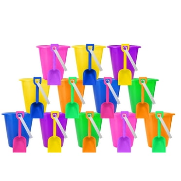 Glittery Plastic Beach Pails with Shovels 7 inches for Kids Sand Castle ...