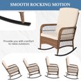 3-Piece Wicker Rocking Chair Set with Cushion, Tempered Glass Table ...