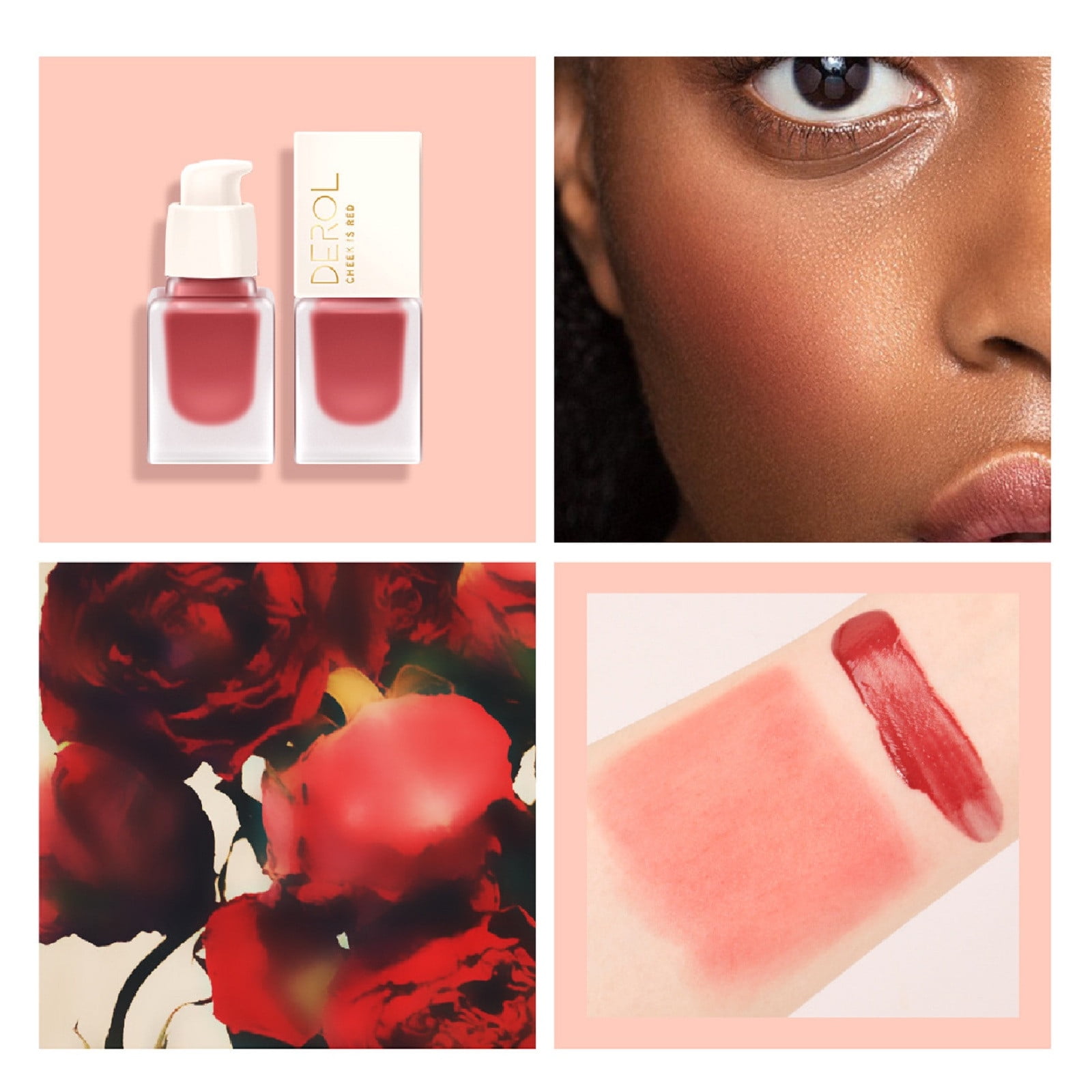 Rubor para mejillas, rubor en polvo rosa, rubor líquido, rubor en gel ...
